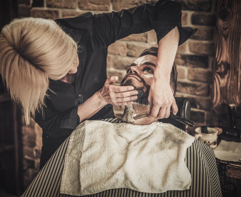 Beard Shaving in Barber Shop Stock Image - Image of beard, chair: 63883843