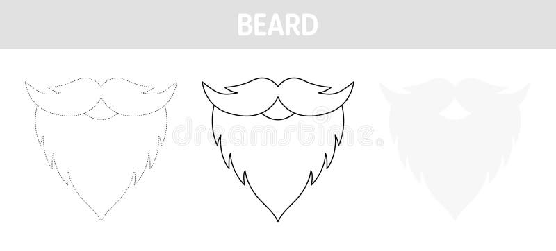Beard Tracing and Coloring Worksheet for Kids Stock Vector ...