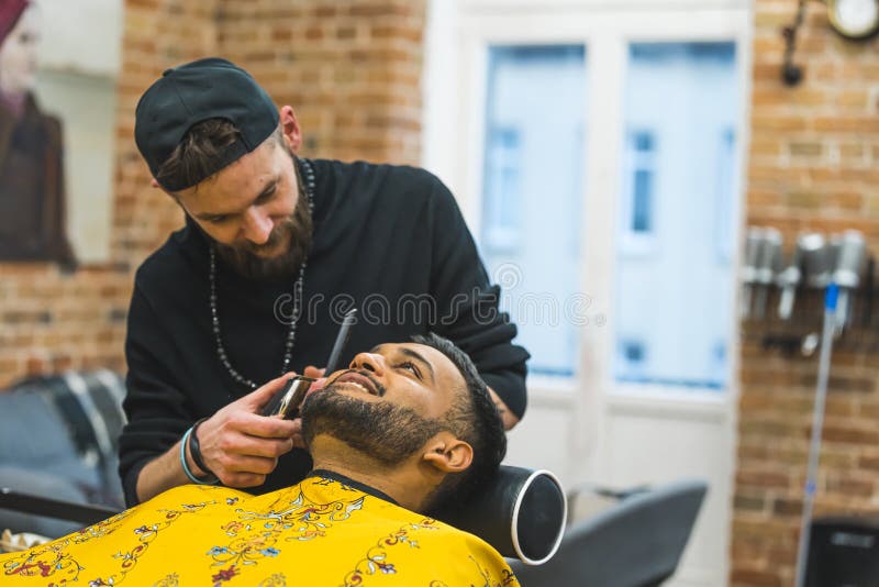 Beard Trim At Barbershop Indoor Portrait Of An Elegant Adult Man On
