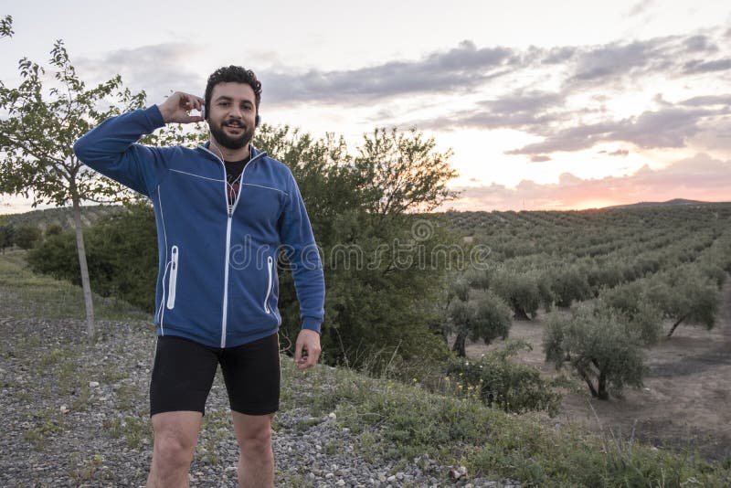 Bearded Adult Runner Training in Outdoors Image Stock Image - Image of ...