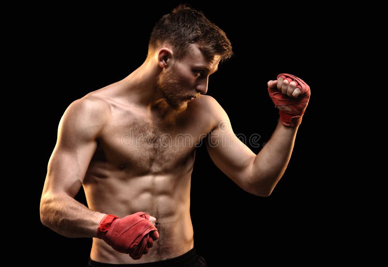 Bearded Fighter during Workout Stock Photo - Image of bandage, workout ...