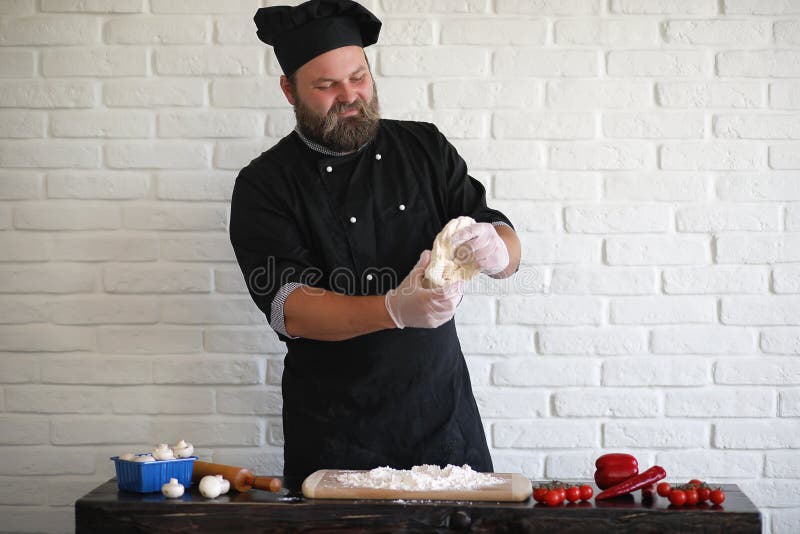 Bearded Chef Chef Prepares Meals Stock Image - Image of chef, kitchen ...