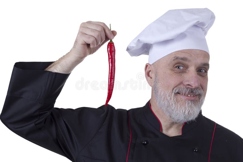Bearded Chef Holding Hot Chilli Peppers Stock Photo - Image of cook ...