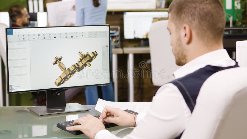 Bearded Construction Engineer Working on His Computer Stock Image ...