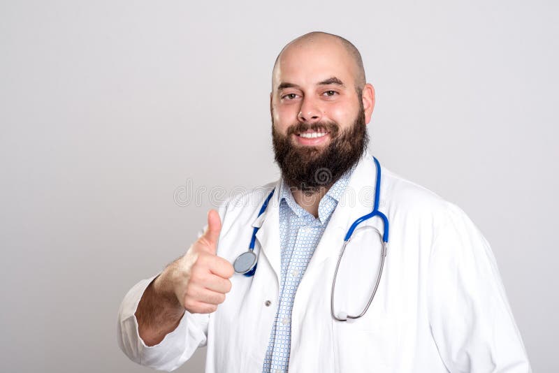 Bearded Doctor in White Coat and Thumb Up Stock Image - Image of ...