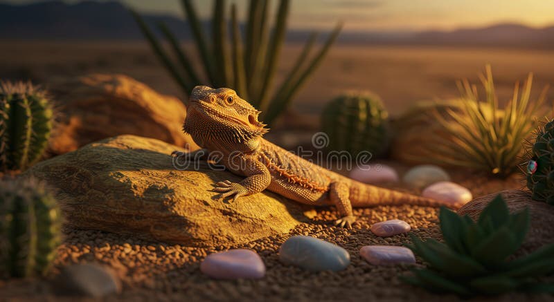 Bearded Dragon Basking Desert Sunset Stock Photos - Free & Royalty-Free ...