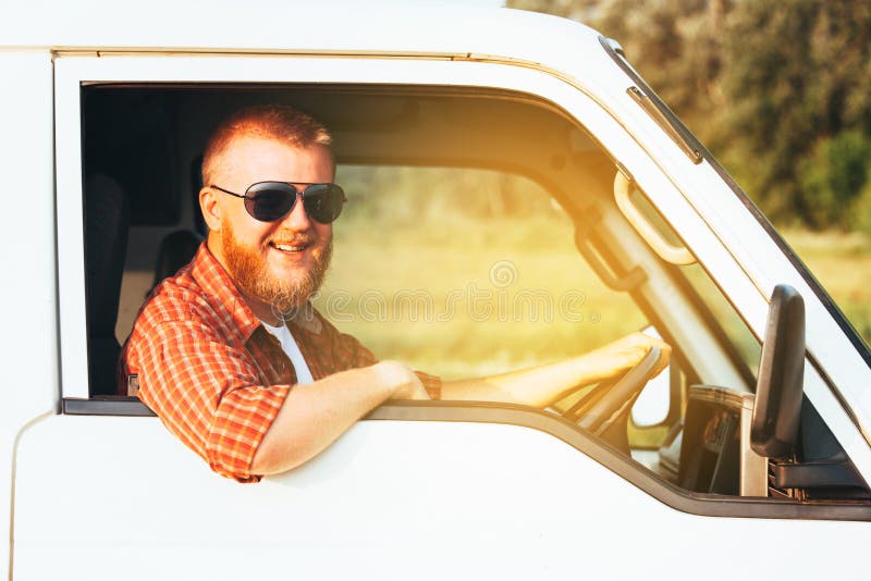 Jolly Driver at the Wheel of His Car Stock Image - Image of automobile ...
