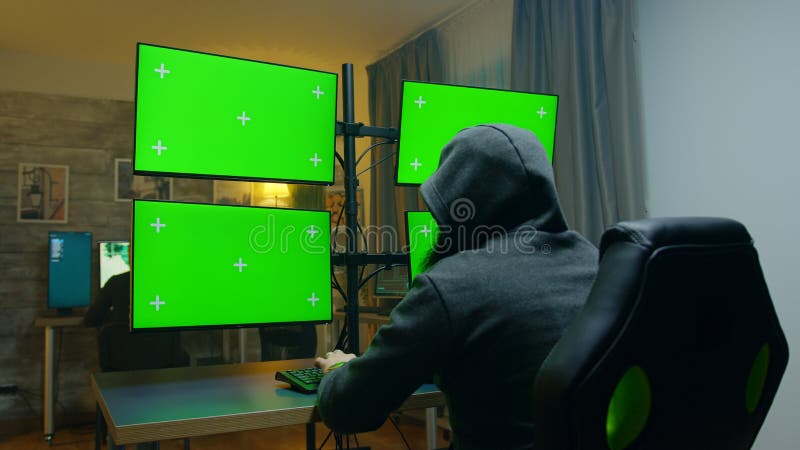Bearded Hacker Hiding His Face Wearing a Hoodie. Stock Image - Image of ...