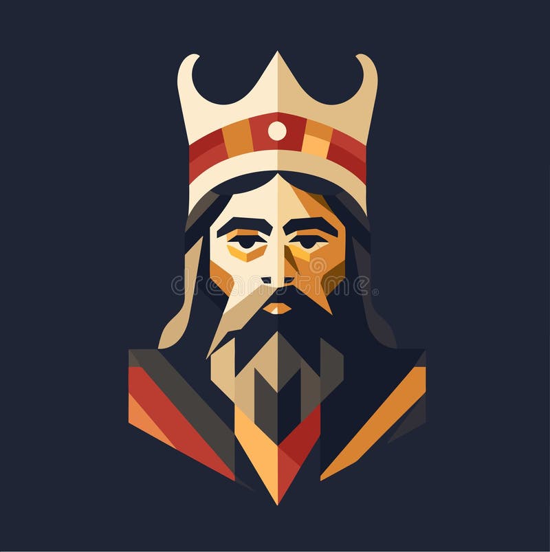 Bearded King with a Crown on His Head Stock Vector - Illustration of ...