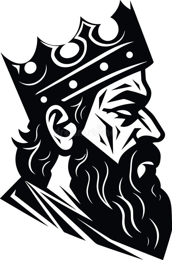 Bearded King with a Crown on His Head Stock Vector - Illustration of silhouette, sign: 288103868