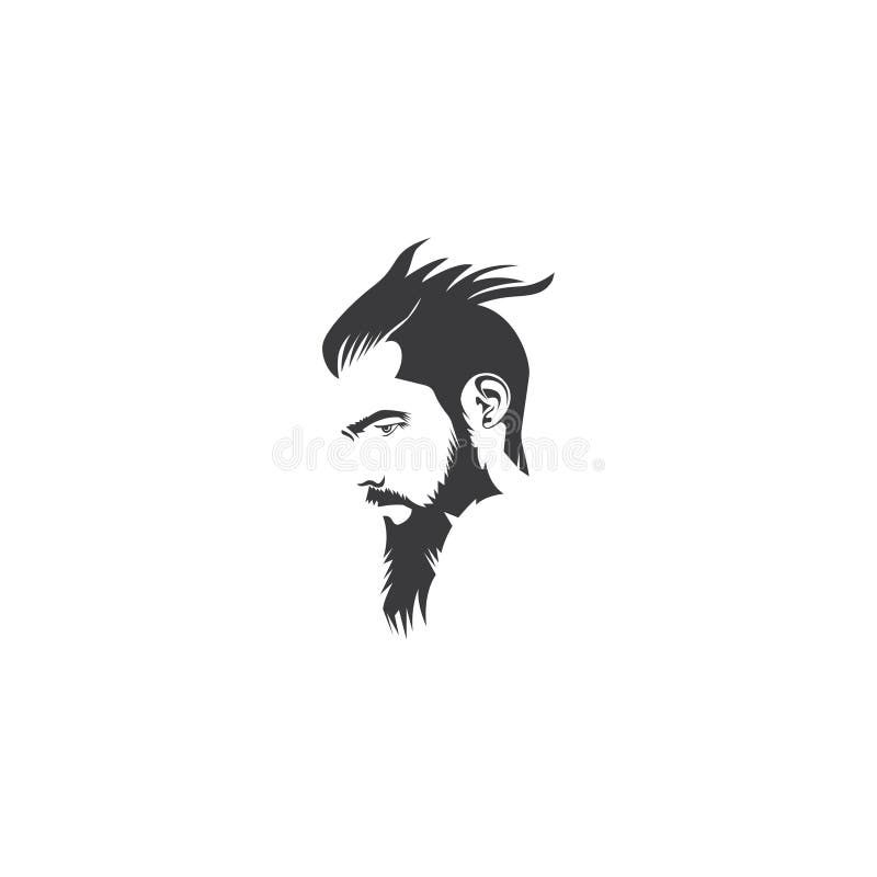 Bearded Male Face Sideways Logo Abstract Illustration Design Vector ...