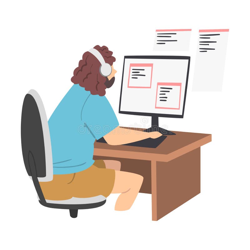 Bearded Man As Software Developer Or Programmer Engaged In Coding In Server Side Framework On