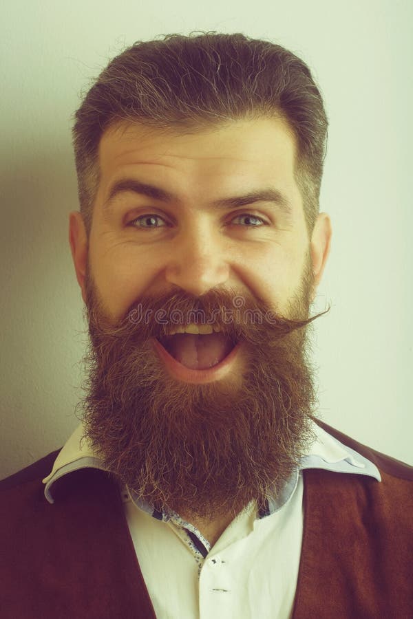 Bearded Man, Brutal Caucasian Hipster with Happy Smiling Face Stock ... Bearded Man, Brutal Caucasian Hipster with Happy Smiling Face Stock ...