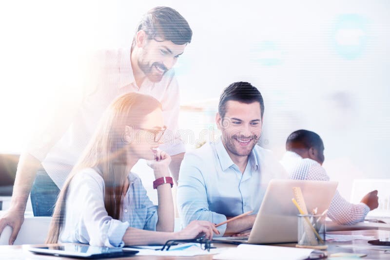 Bearded Man Checking Results of Workers Stock Image - Image of office ...