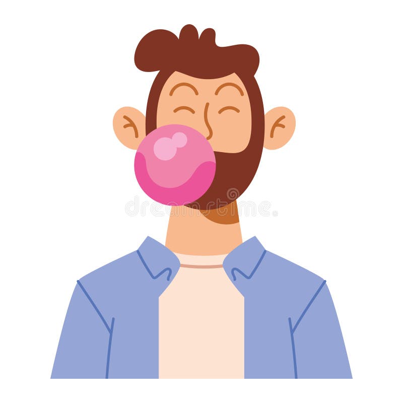 Bearded man chew gum stock illustration. Illustration of enjoy - 346123836