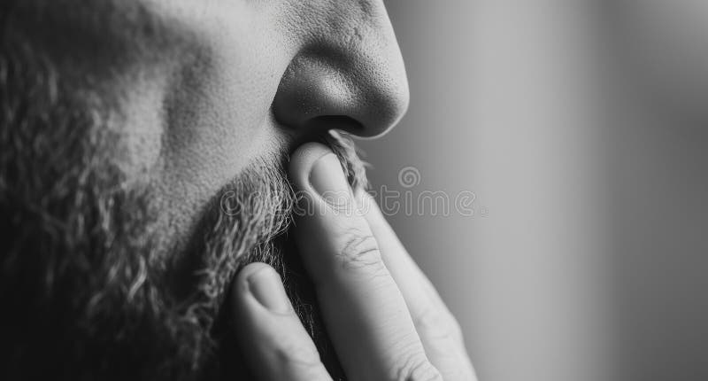 Bearded Man Deep in Thought Stock Illustration - Illustration of ...