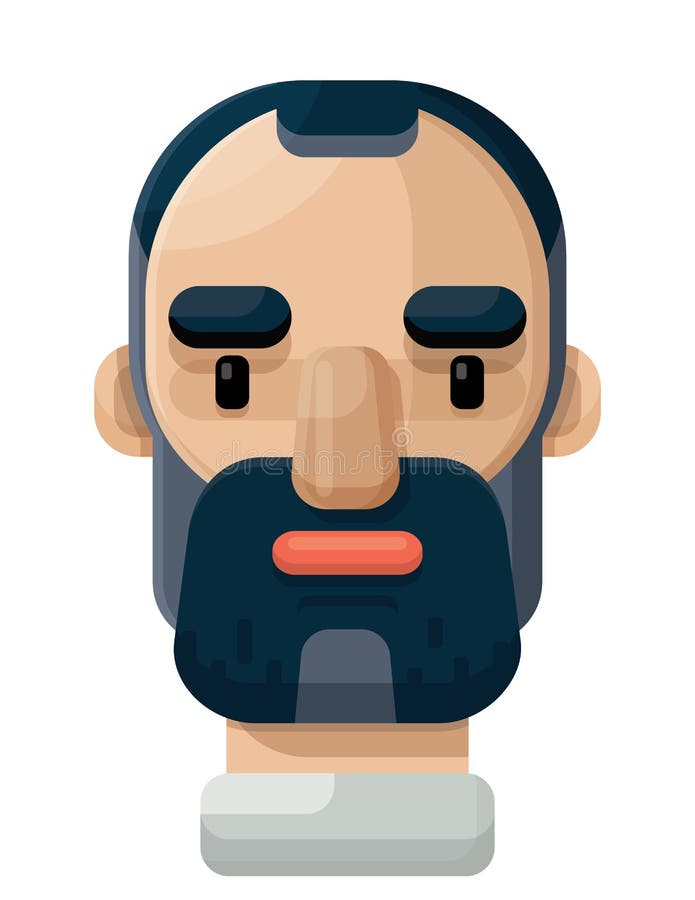 The Bearded Man Flat Vector Illustration Icon Avatar Stock Vector ...