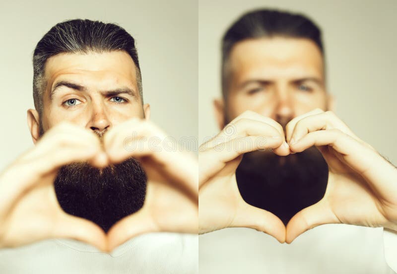 Bearded Man with Hands in Heart Shape Stock Photo - Image of young ...