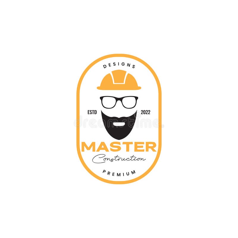 Bearded Man with Helmet Contractor Logo Design Stock Vector ...