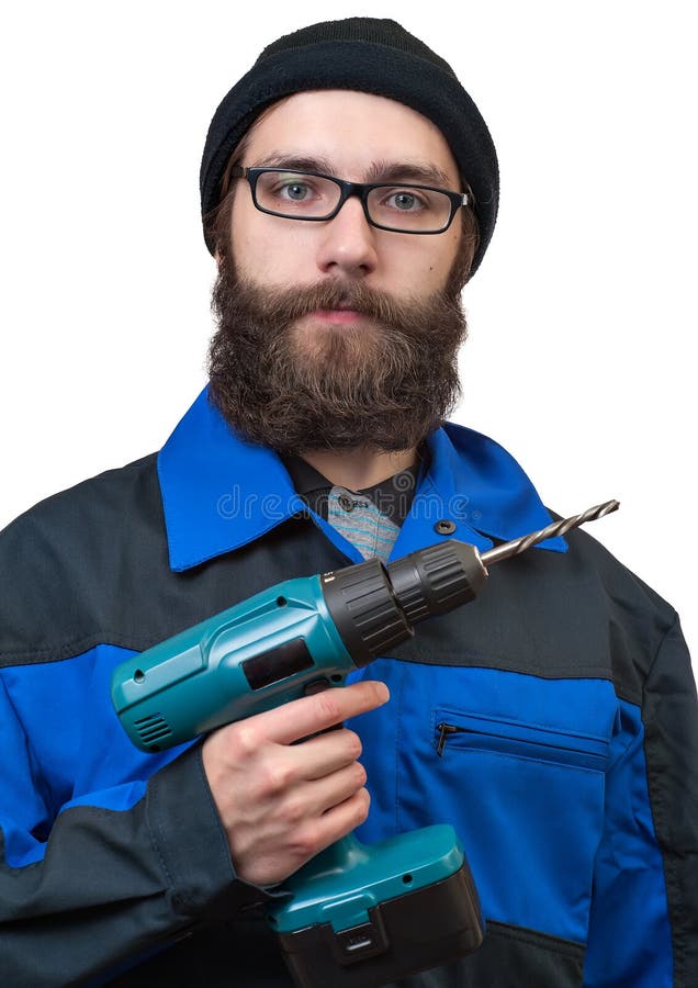 Man with drill machine stock photo. Image of working - 26128204