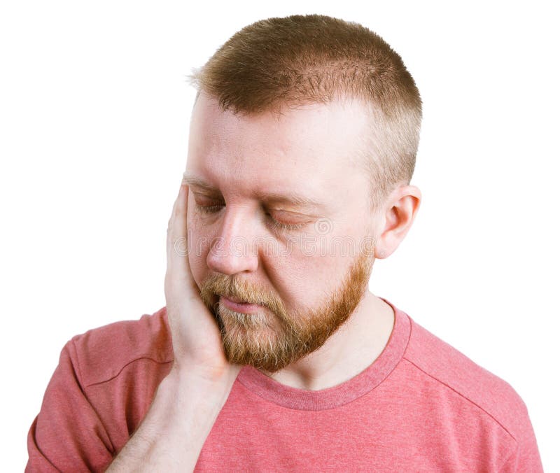 Bearded Man Holds on To His Cheek Stock Image - Image of neurosis ...