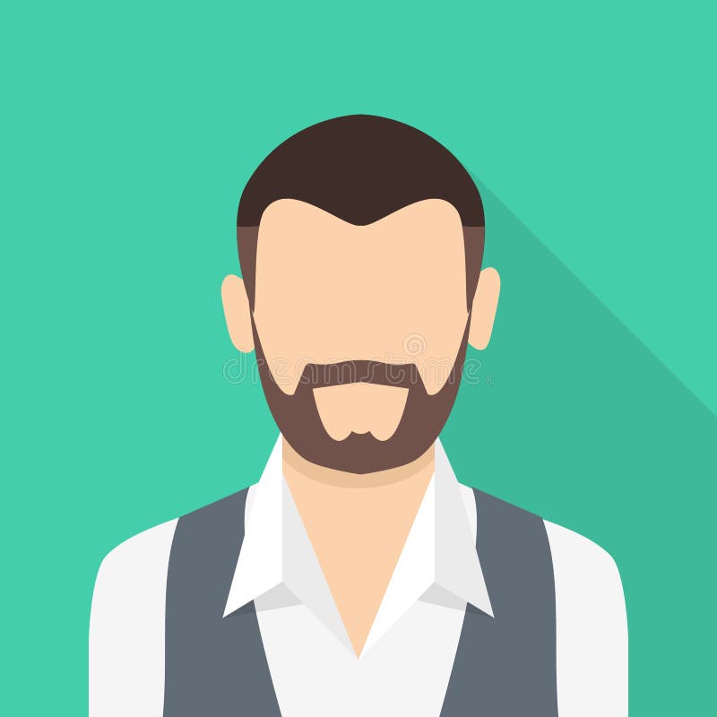 Bearded Man Icon, Flat Style Stock Vector - Illustration of object ...