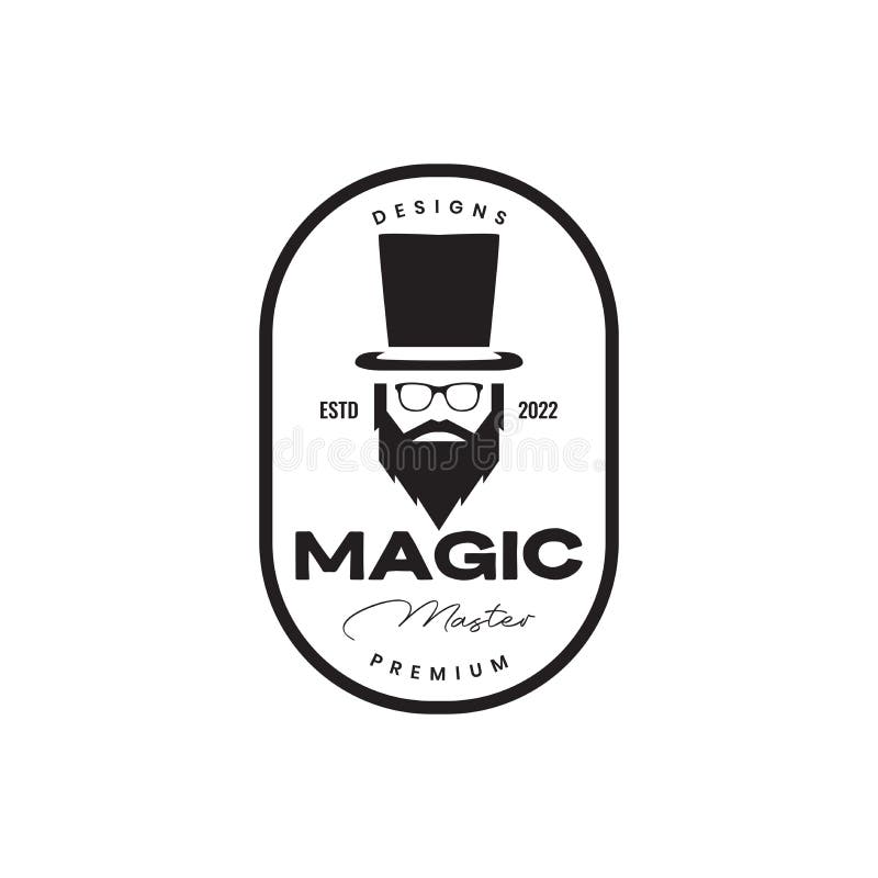 Bearded Man with Magic Hat Vintage Logo Design Stock Vector ...