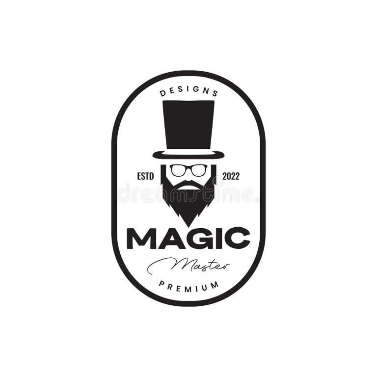 Bearded Man with Magic Hat Vintage Logo Design Stock Vector ...