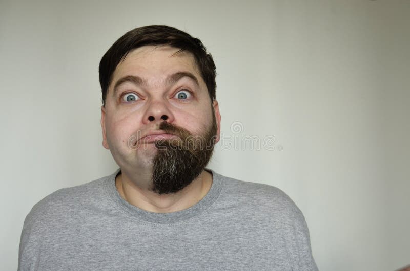 Bearded Man, Part of the Face without a Beard, Shaved Stock Image ...