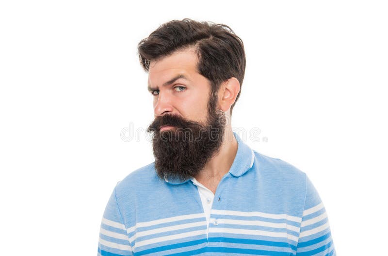 Bearded Man Portrait. Serious Man with Bearded and Moustached Face ...