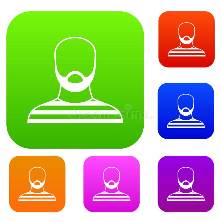 Bearded Man in Prison Garb Set Collection Stock Vector - Illustration ...