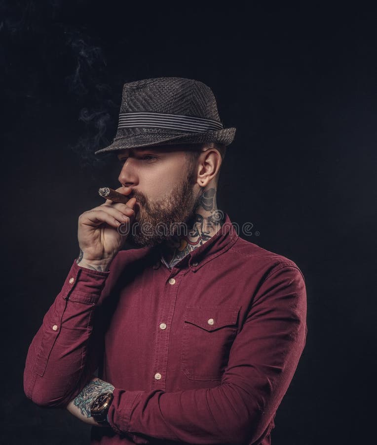 Bearded man in red shirt stock photo. Image of hair - 109666956