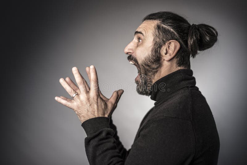 Scream Of Spooky Scared Crazy Man Stock Photo - Image of people, evil ...