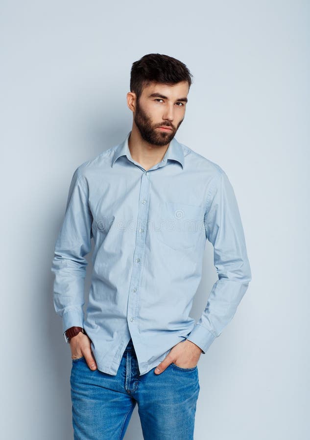 A Bearded Man with a Serious Expression on His Face Stock Photo - Image ...