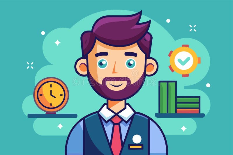 A Bearded Man Standing in Front of a Clock, Save Time Customizable ...