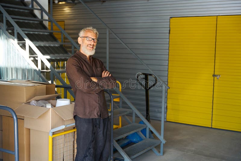 Bearded Man Stands by a Cargo Cart Stock Image - Image of client ...