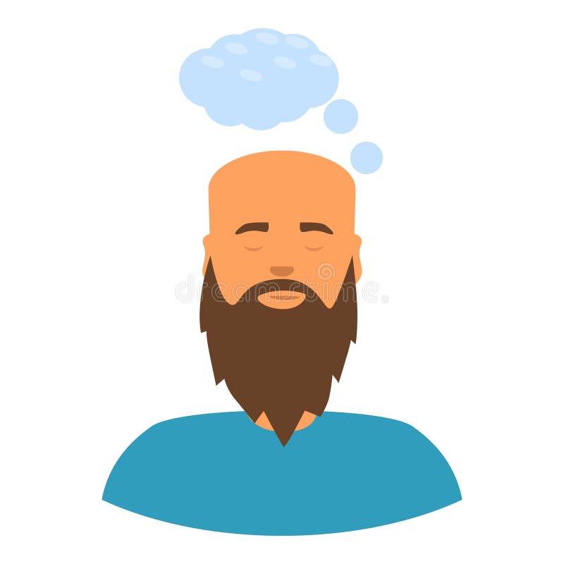 Bearded Man is Thinking with Thought Bubble Above His Head Stock Vector ...