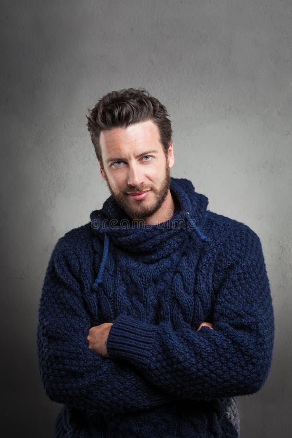 Bearded Man Wearing Blue Sweater Stock Photo - Image of lifestyle ...