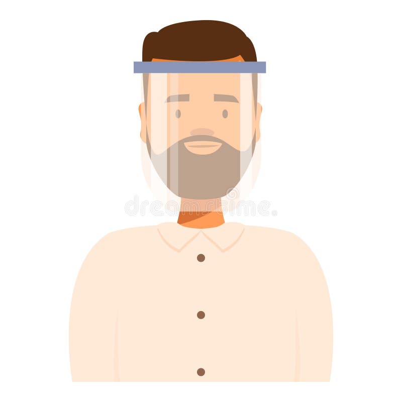 Bearded Man Wearing a Protective Face Shield Stock Vector ...