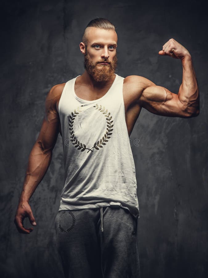 Shirtless Muscular Guy with Beard Stock Photo - Image of male, beltline ...