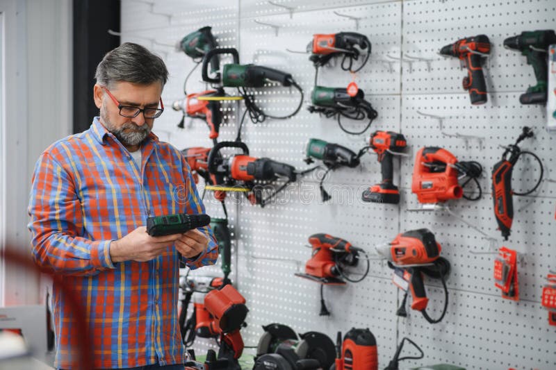 Senior Man at Grocery Store Products Stock Photo - Image of mature ...