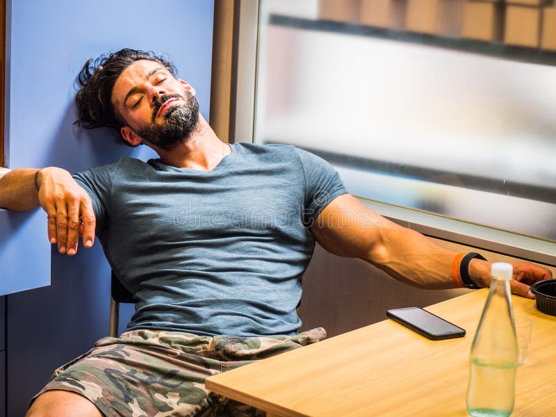 Muscular Bodybuilder Sitting on Chair Stock Photo - Image of beautiful ...