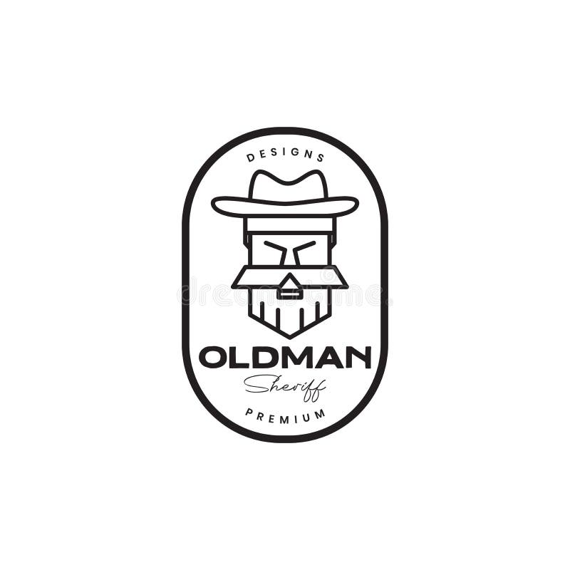 Bearded Old Man Sheriff Vintage Badge Logo Stock Vector - Illustration ...