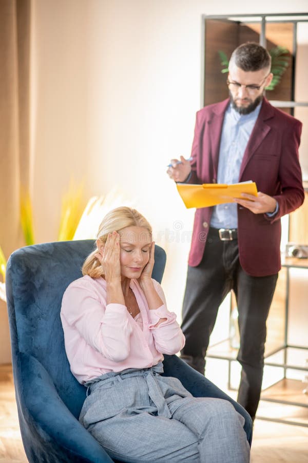 Psychoanalyst Making Notes during Working Visit Stock Image - Image of ...