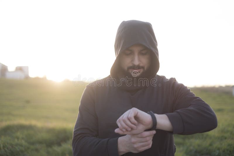 Bearded Runner Resting after Training Outdoors Stock Photo - Image of ...
