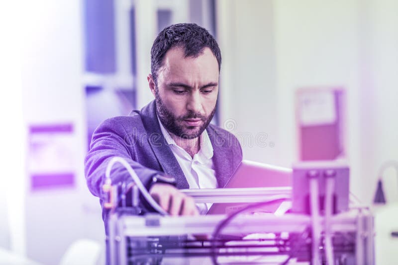 Bearded Scientist Feeling Very Busy and Pressed for Time Working in ...