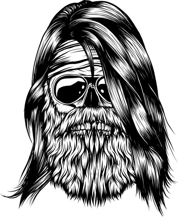 Human Skull with Beard Vector Illustration Design Stock Vector ...