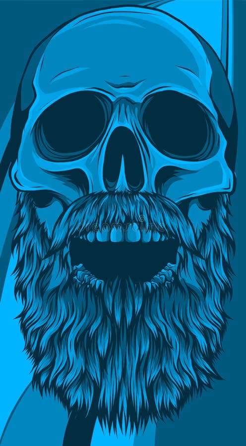 Human Skull with Beard Vector Illustration Design Stock Vector ...