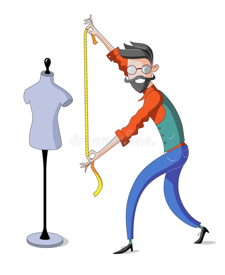 Bearded Tailor Holding Tape Measure Choosing the Right Size Stock ...