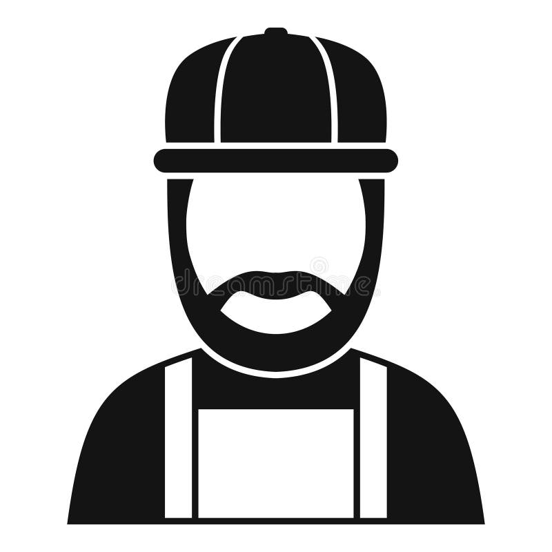 Bearded Worker Wearing Apron and Cap Simple Icon Stock Vector ...